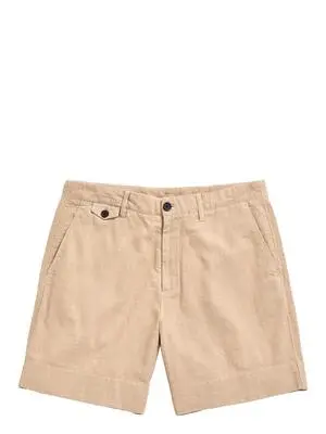 Billy Reid Slub Cotton Twill Shorts With Signature Ribbon Detail - Tan