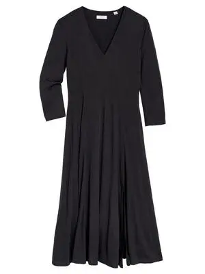 Billy Reid Contour Knit Dress With Plunge Neckline And 3/4 Sleeves - Black