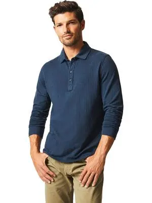 Billy Reid Long-sleeve Herringbone Polo - Navy