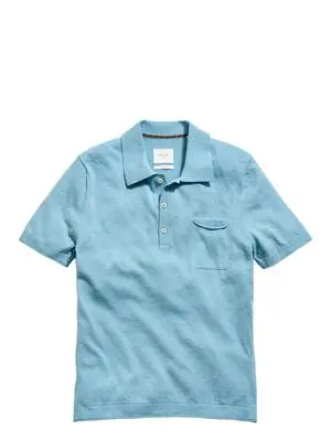 Billy Reid Cotton Linen Sweater Polo - Blue