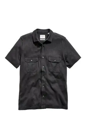 Billy Reid Short Sleeve Hemp Cotton Knit Shirt - Asphalt