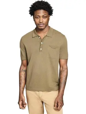 Billy Reid Cotton Linen Sweater Polo - Green