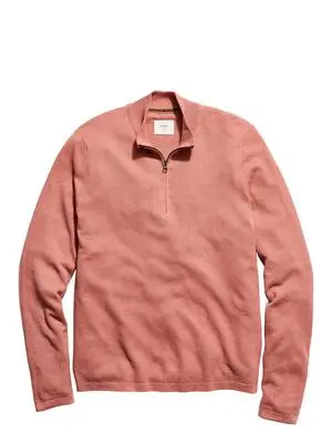 Billy Reid Fine Gauge Textured Half Zip Sweater - Salmon