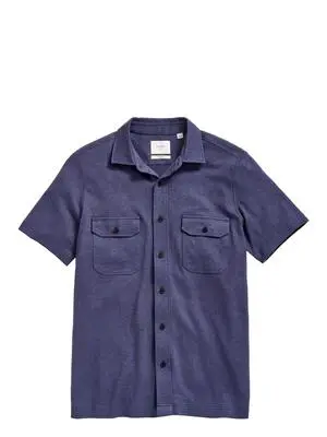 Billy Reid Short Sleeve Hemp Cotton Knit Shirt - Navy