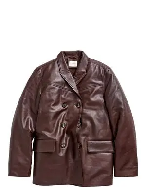 Billy Reid Insulated Leather Peacoat - Tan