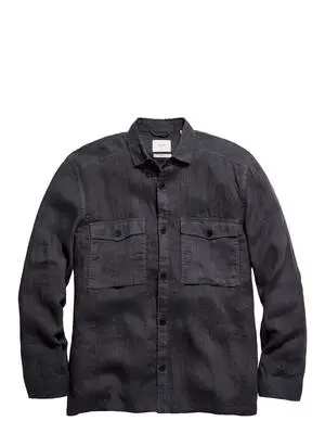 Billy Reid Linen Carpenter Overshirt - Asphalt