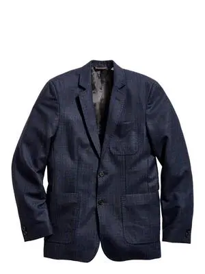 Billy Reid Virgin Wool Plaid Notch Lapel Jacket - Navy Multi