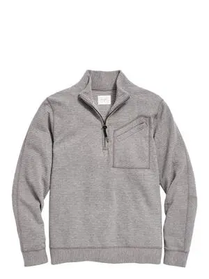 Billy Reid Quilted Half Zip Pullover - Grey