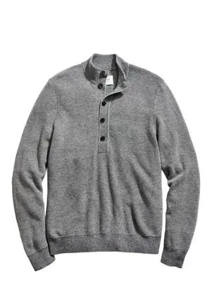 Billy Reid Button Placket Twill Pullover - Charcoal Multi