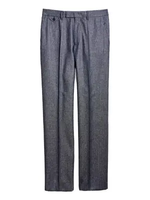 Billy Reid Herringbone Silk Wool Flat Front Trouser - Navy