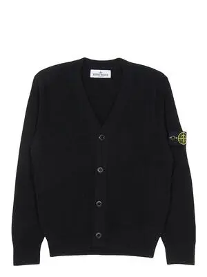 Stone Island Long-sleeved Knitted Cardigan - Black