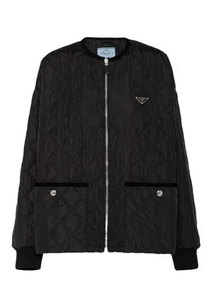 Prada Quilted Corduroy-trim Jacket - Black