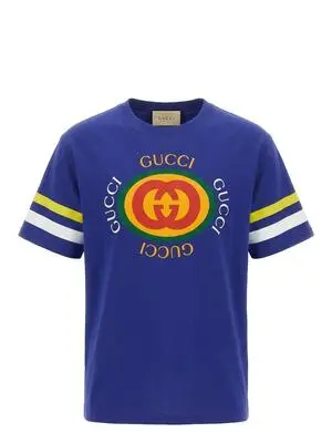 Gucci Vintage Logo Printed Crewneck T-shirt - Blue