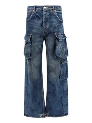 PURPLE BRAND Distressed Wide-leg Jeans - Blue