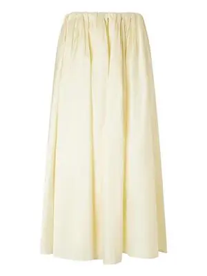 ABADIA Elodie Pleated Duchesse-satin Midi Skirt - Neutrals