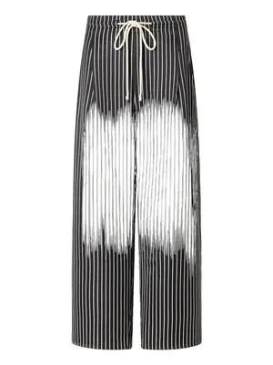 Maria Mcmanus Striped Habotai Wide-leg Pants - Black