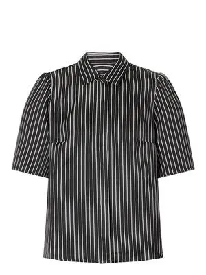 Maria Mcmanus Striped Habotai Blouse - Black