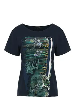 CONQUISTA Green Paisley Print Viscose Jersey Top - Blue