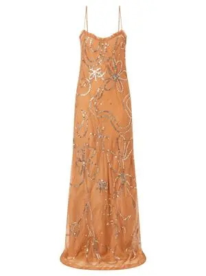Alix Of Bohemia Athens Paillette-embellished Silk-blend Maxi Dress - Brown