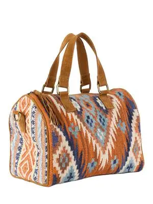 BEDROOM ATHLETICS Bedroom Athletics Glastonbury Woven Suede Trimmed Travel Bag Blue