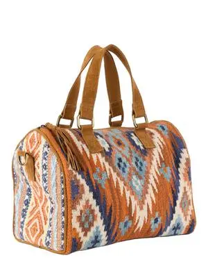BEDROOM ATHLETICS Bedroom Athletics Glastonbury Woven Suede Trimmed Travel Bag Blue