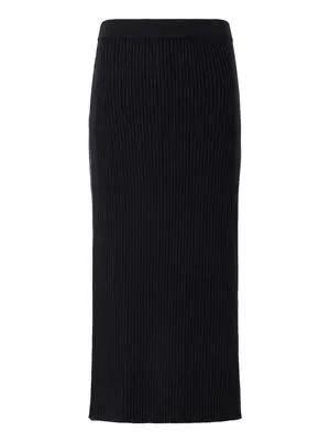 ALLUDE Ribbed Wool And Cashmere-blend Midi Skirt - Black
