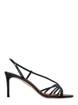 AQUAZZURA Talk To Me 75 Patent Leather Slingback Sandals - Black