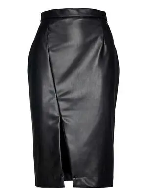 CONQUISTA Faux Leather Pencil Skirt - Black