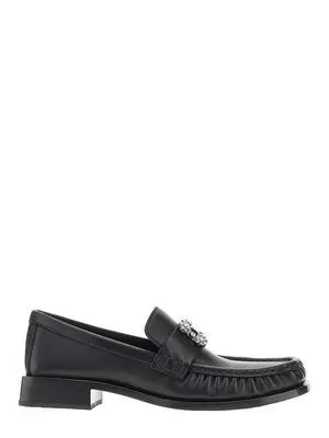ROGER VIVIER Viv Moc Strass Leather Loafers - Black