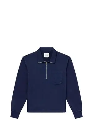 DRAKE'S Cotton-jersey Half-zip Sweatshirt - Blue