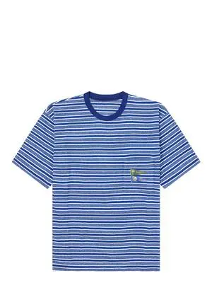 Kapital Logo-appliquéd Striped Cotton-jersey T-shirt - Blue