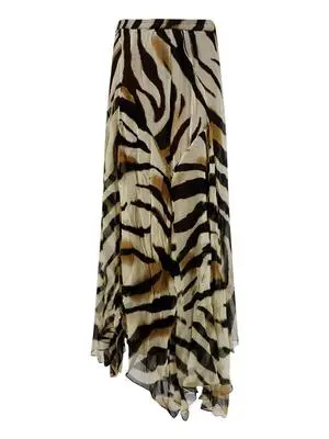 MES DEMOISELLES Susu Viscose Zebra Print Maxi Skirt - Beige