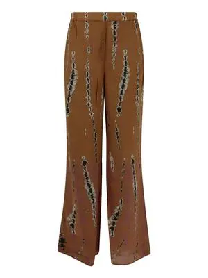 MES DEMOISELLES Nolan Silk Printed Wide Leg Trousers - Brown