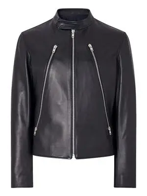 MAISON MARGIELA Zip-detailed Leather Biker Jacket - Black