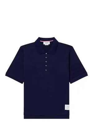 Thom Browne Striped Logo-appliqué Cotton-jersey Polo Shirt - Blue