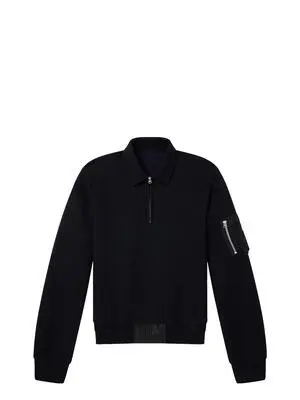 Sacai Cotton-blend Half-zip Sweater - Black