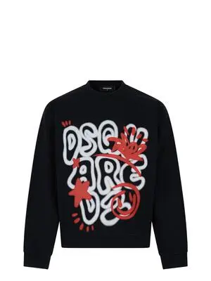 Dsquared2 Graffiti Print Crewneck Sweatshirt - Black