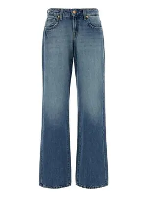Seven For All Mankind Boyfriend Jeans In Stonewashed Denim With Rips - Blue