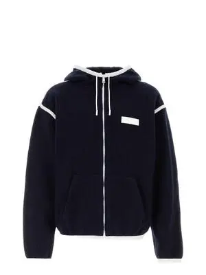 Givenchy Dark Wool Zip-up Hooded Jacket - Blue