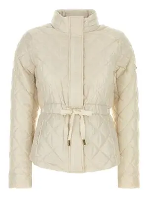 Michael Kors Quilted Polyester Jacket With Drawstring Waist - White