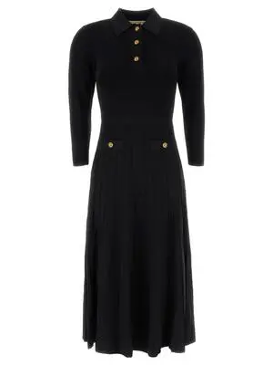 Michael Kors Knit Polo Dress With Logo Detail - Black