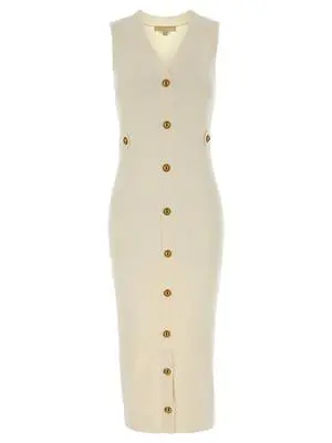 Michael Kors Fitted Knit Midi Dress - Yellow