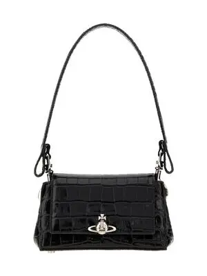 VIVIENNE WESTWOOD Vivienne Westwood Leather Small Hazel Shoulder Bag Black