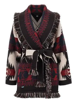 Alanui Icon Jacquard Wool Cardigan - Black
