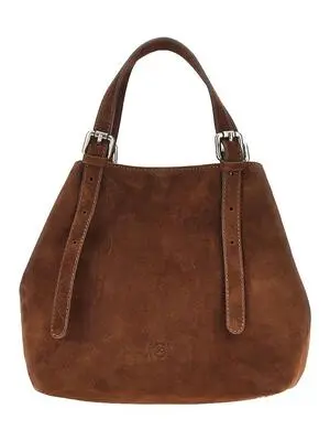 AUTENTICA 504 Small 'galatea' Suede Leather Bag - Brown