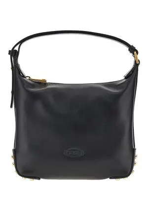 TOD'S Leather Mini Bag With Metal Dots - Black