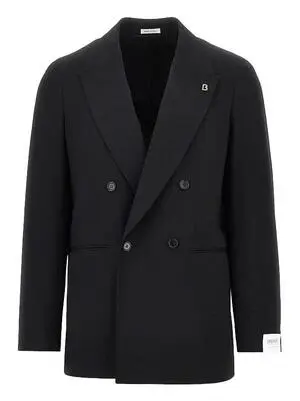 BRERAS Arezzo Wool-blend Double-breasted Jacket - Black