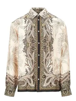 Etro Printed Silk Shirt Man Multicolor