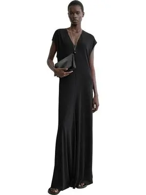 TOTEME V-neck Jersey Maxi Dress - Black