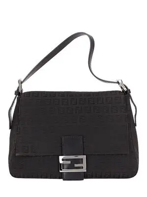 Fendi Zucchino Mama Baguette Shoulder Bag - Black